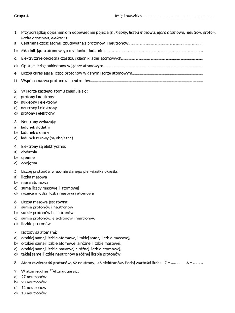 Budowa Atomu A | PDF