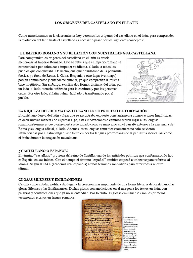 Orígenes del Castellano en el Latín | PDF | Lengua española | latín