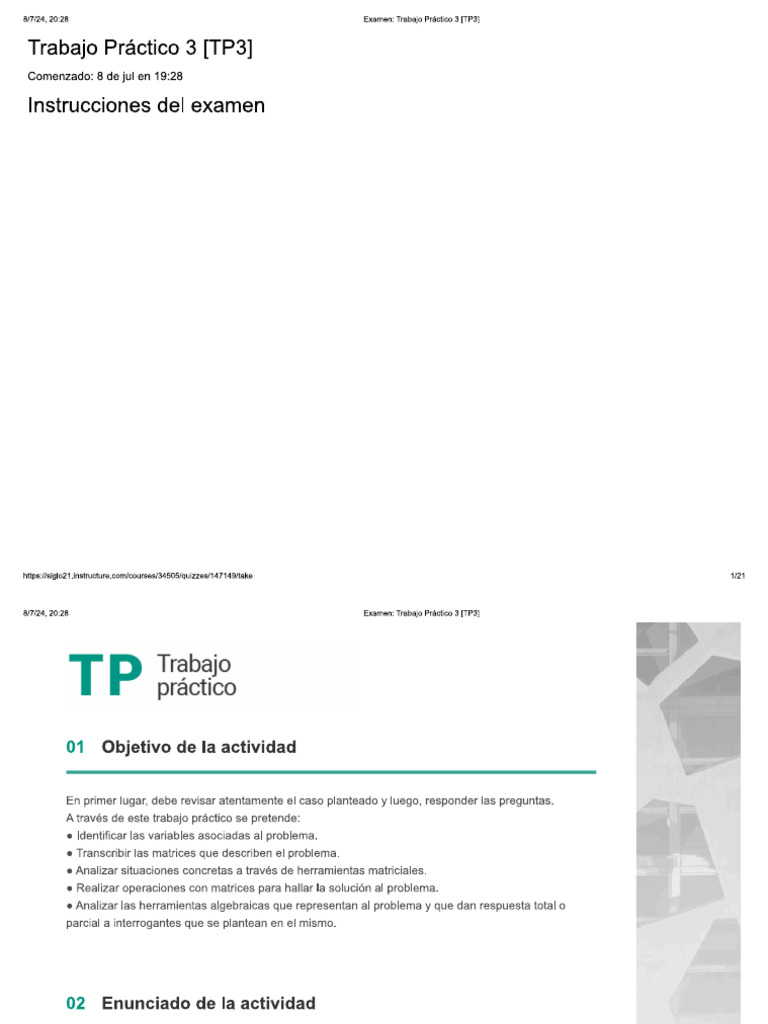 Examen Matematica TP3 85% | PDF