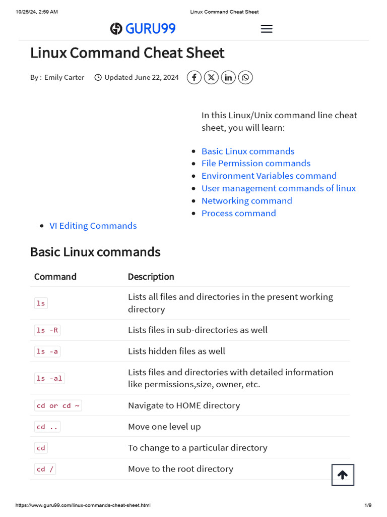 Linux Command Cheat Sheet Pdf Computer File Directory Computing 3928