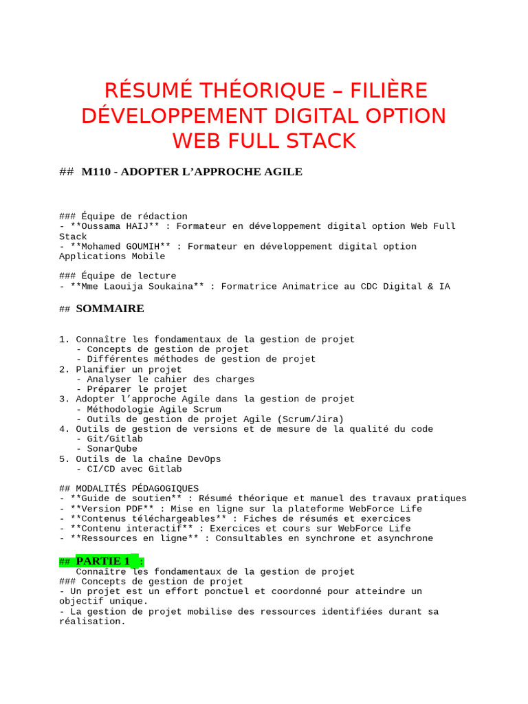 Adopter l'Approche Agile en Projet | PDF | Gestion de projet | Méthode ...