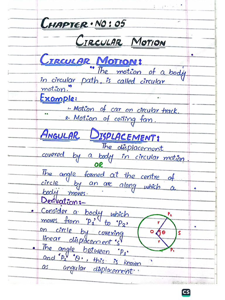 CH#05, CIRCULAR MOTION, Complete Notes by Sir Fahad | PDF
