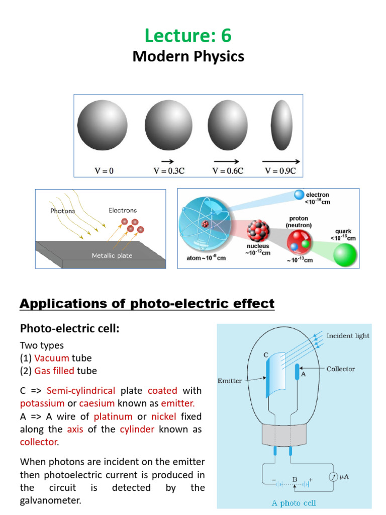 Lecture 6 Modern Physics | PDF | Photoelectric Effect | Vacuum Tube