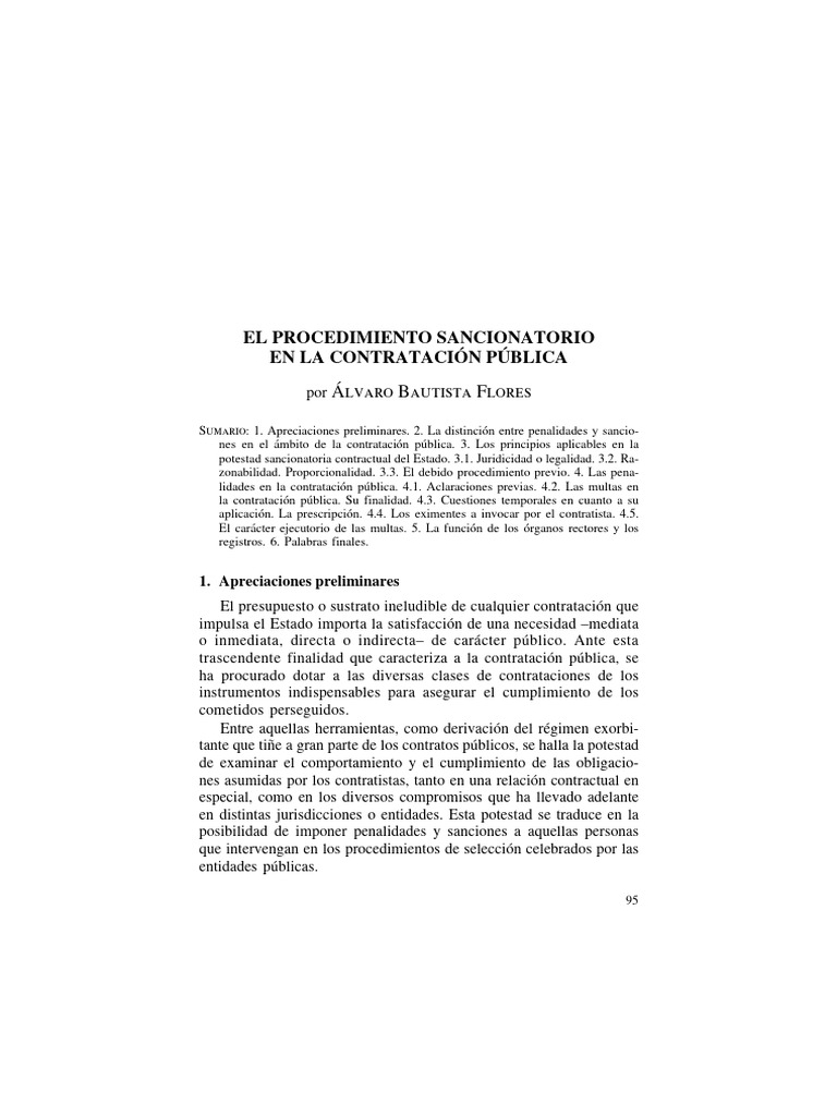 FLORES, Bautista. El Procedimiento Sancionatorio | PDF | Multa (pena) | Derecho penal