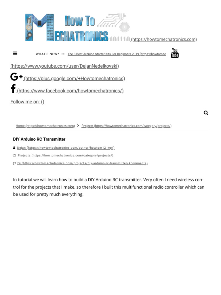 Diy Arduino Rc Transmitter Howtomechatronics Pdf Printed Circuit Board Arduino