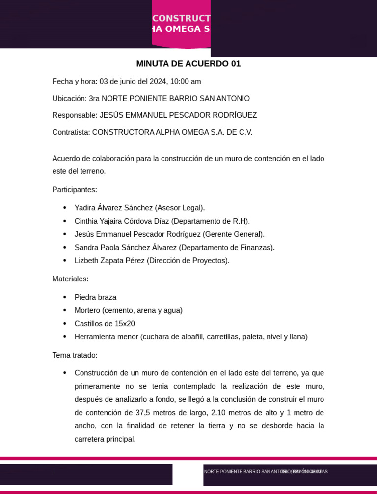 Minuta 01 | PDF | Materiales de construcción | Ingeniería estructural
