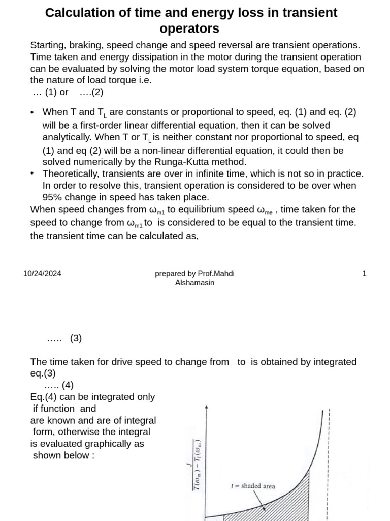Unit 6 Transient Conditions | PDF | Chemical Equilibrium | Torque