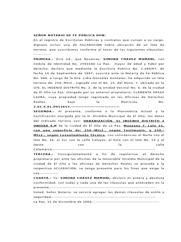 Minuta de Aclaración | PDF | Derecho Civil (Common Law)