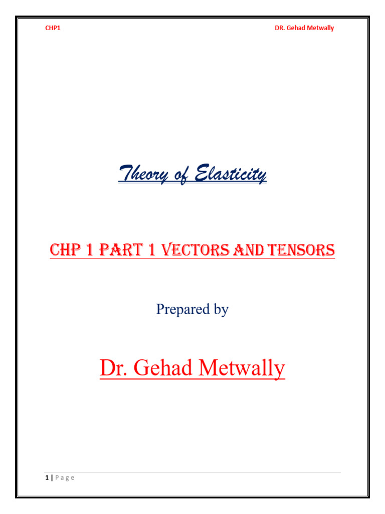 Theory of Elasticity chp1 Part 1 | PDF