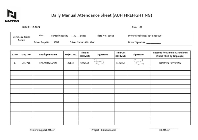 Daily Manual Attandence Sheet-AP7765-21-10-2024 | PDF