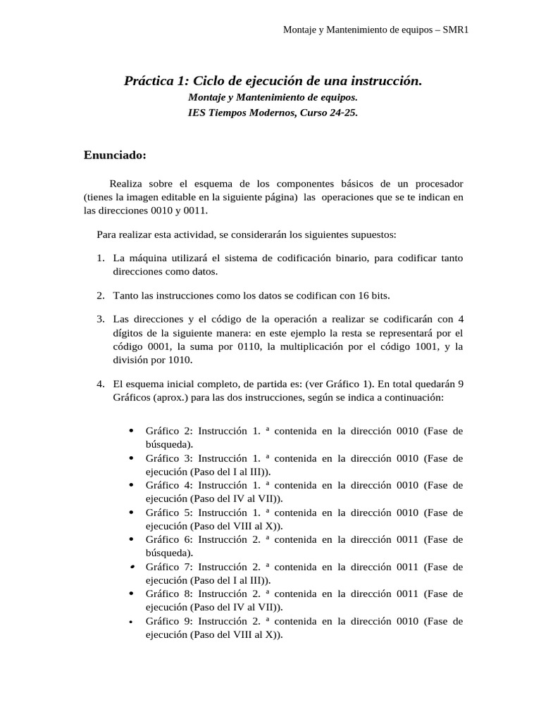 Pract1_ciclo_instruccion | PDF | Unidad Central de procesamiento ...