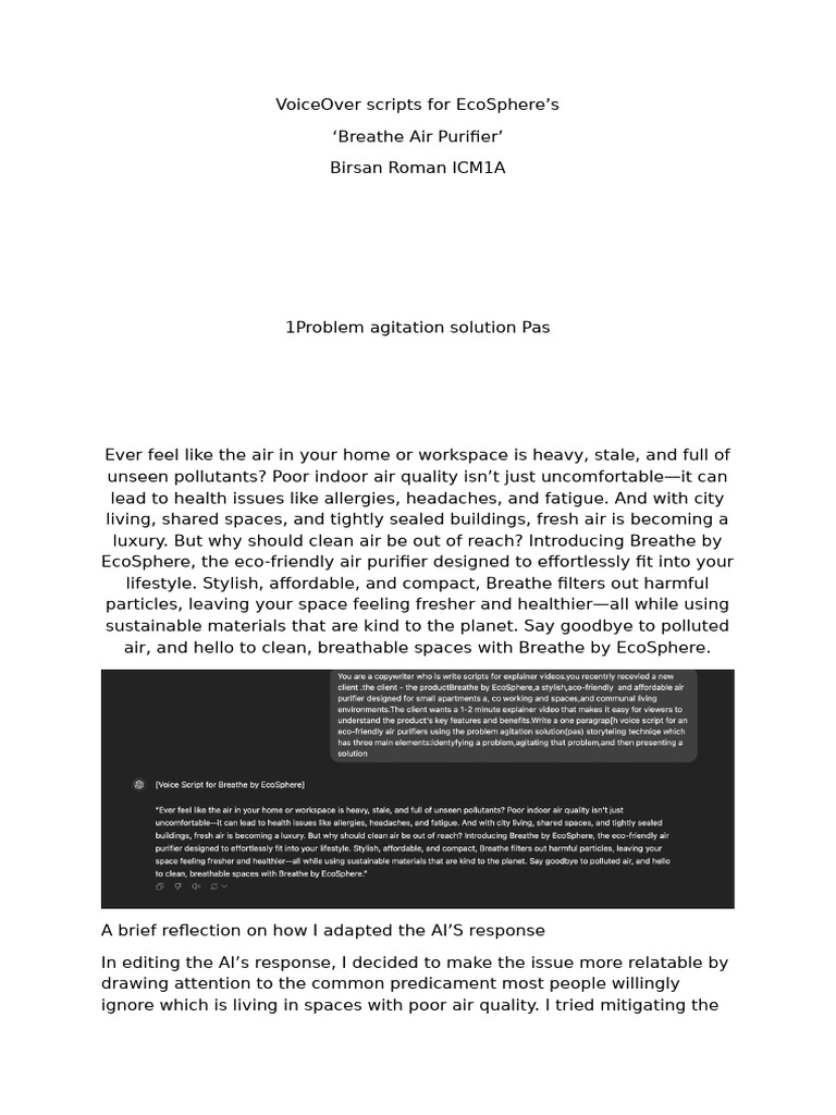 VoiceOver Scripts For EcoSphere | PDF | Air Pollution | Artificial ...