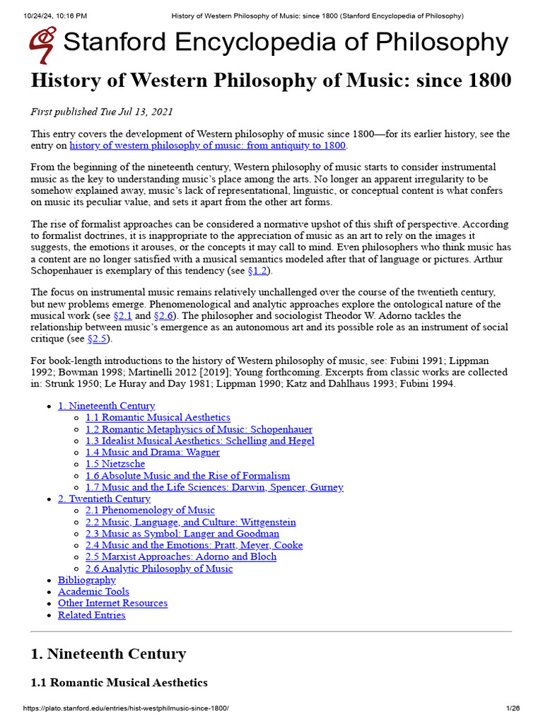 History of Western Philosophy of Music - Since 1800 | PDF | Georg ...