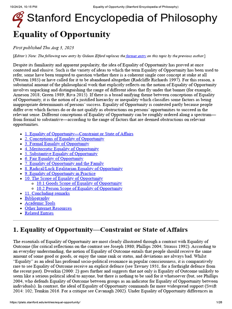 Equality of Opportunity | PDF | Equal Opportunity | Social Equality