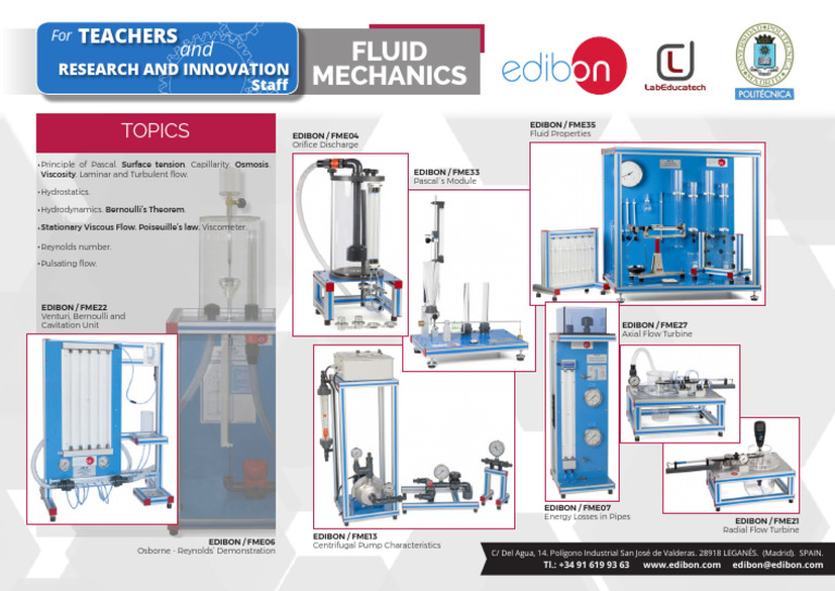 Edibon Fluid Mechanics Courses en | PDF | Fluid Dynamics | Reynolds Number