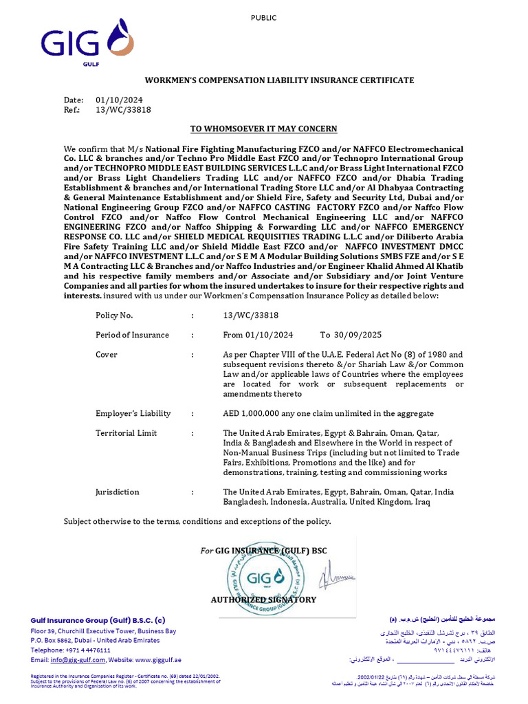 NAFFCO - COI WC 2024 - Generic | PDF | United Arab Emirates | Business