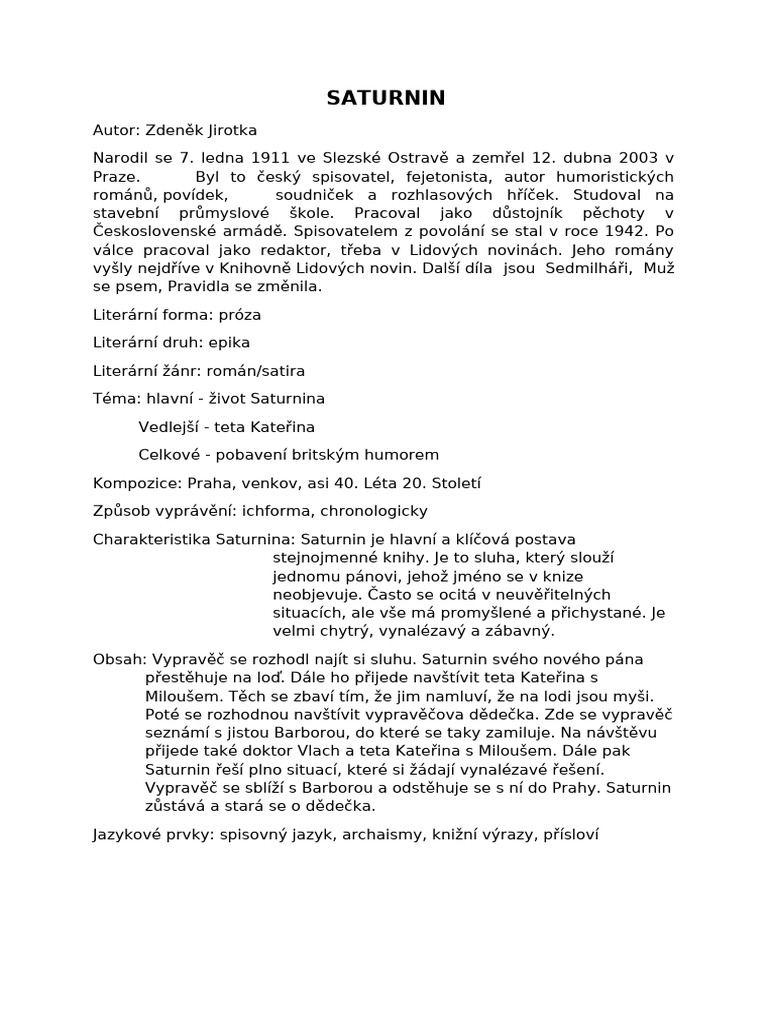 Saturnin (1) | PDF