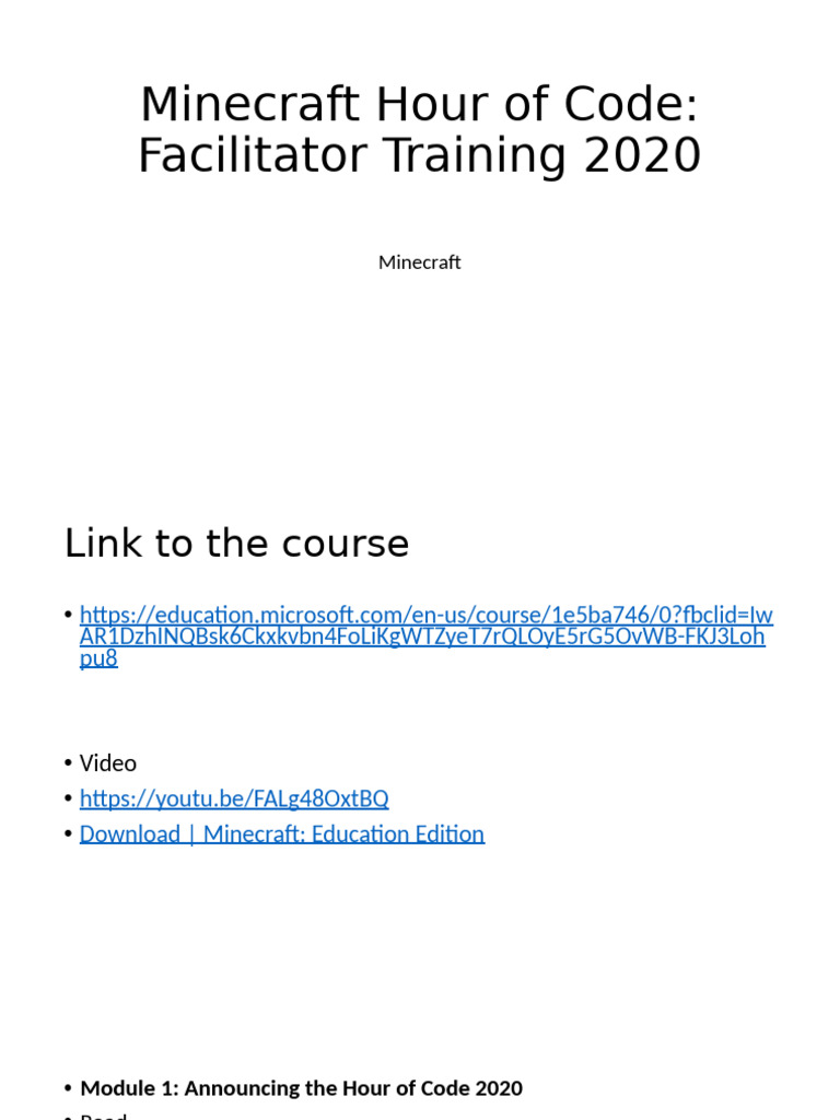 Minecraft Hour of Code 2020 Guide | PDF | Minecraft | Computing