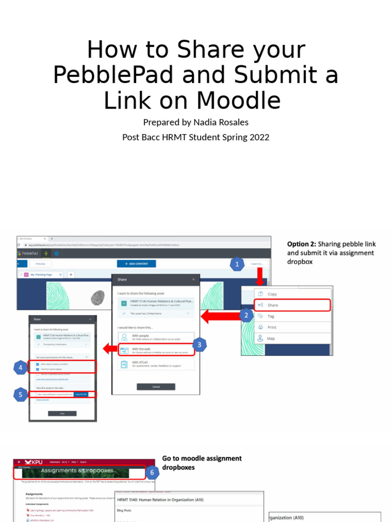 How To Share Your PebblePad and Submit On Moodle | PDF