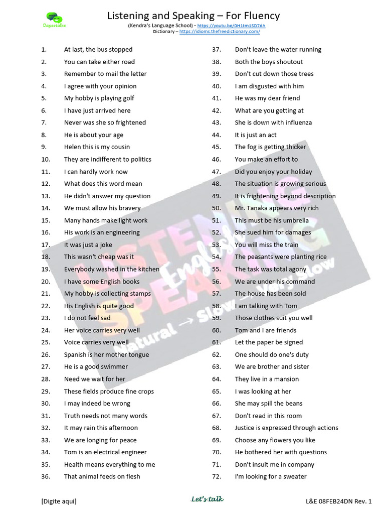 Listening and Speaking - Fluency | PDF