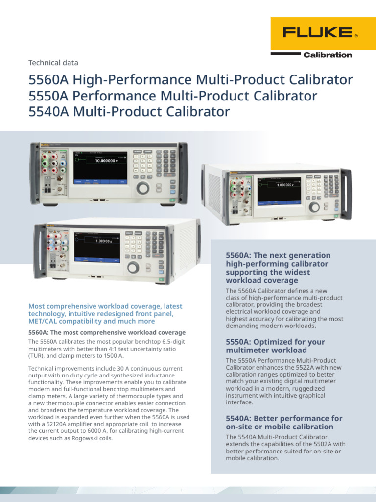 5560A High-Performance Multi-Product Calibrator 5550A Performance Multi ...