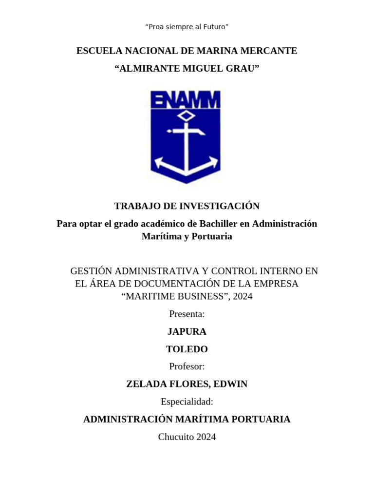 Tesis 2024 Japura y Toleod Enamm 17-10-2024 | PDF | Gestión de ...