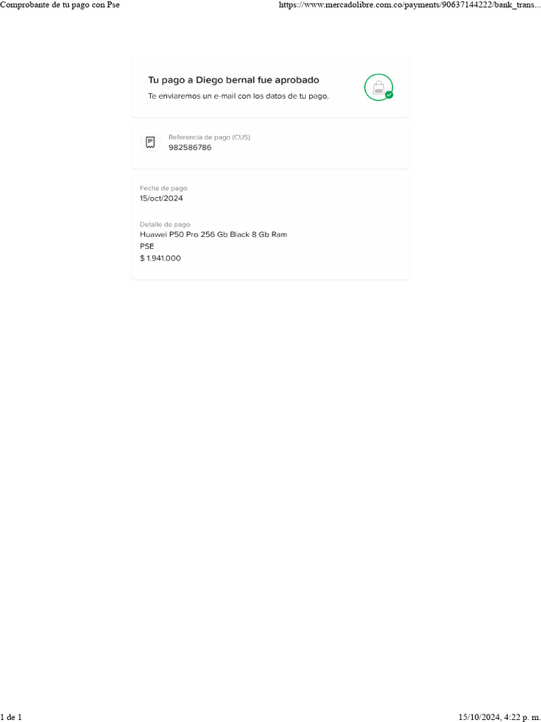 Comprobante de tu pago con Pse | PDF