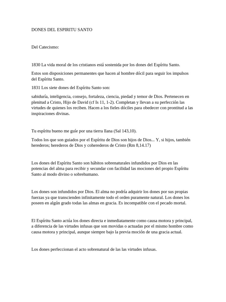 Dones del Espíritu Santo: Guía Completa | PDF | espíritu Santo | María ...