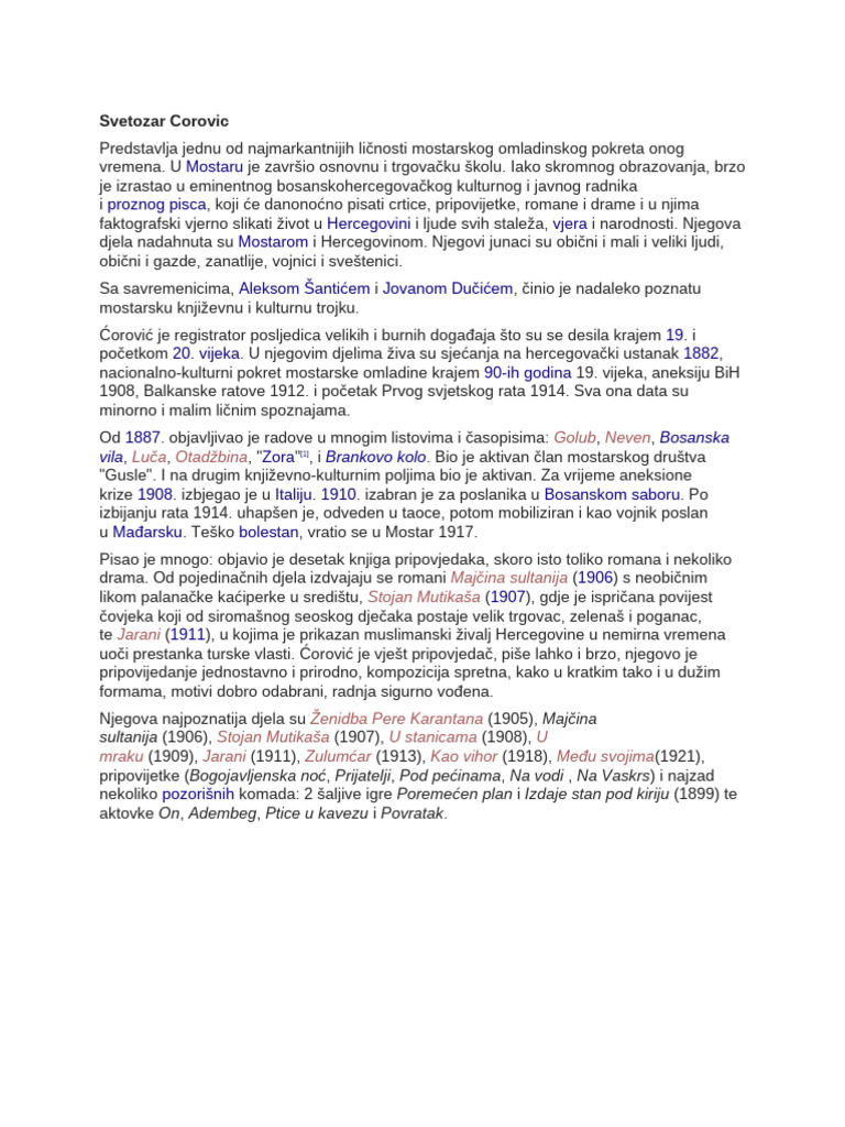 Svetozar Corovic | PDF