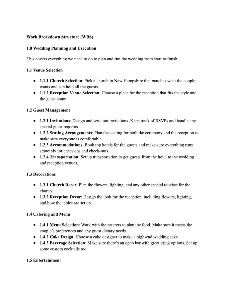 Work Breakdown Structure | PDF