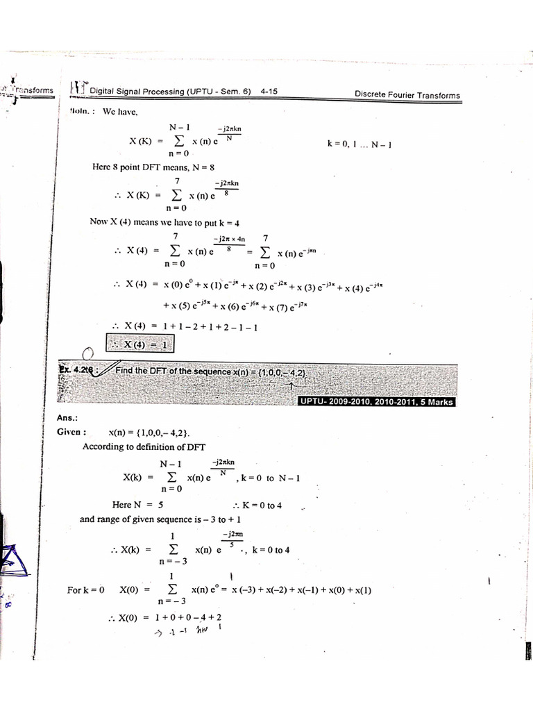 DFT Solved Examples & Linear Matrix Method To Compute DFT | PDF