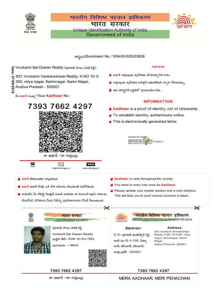 Aadhaar Aadhaar Informat Ion Informat Ion Aadhaar Aadhaar: Mera Aadhaar, Meri Pehachan | PDF ...