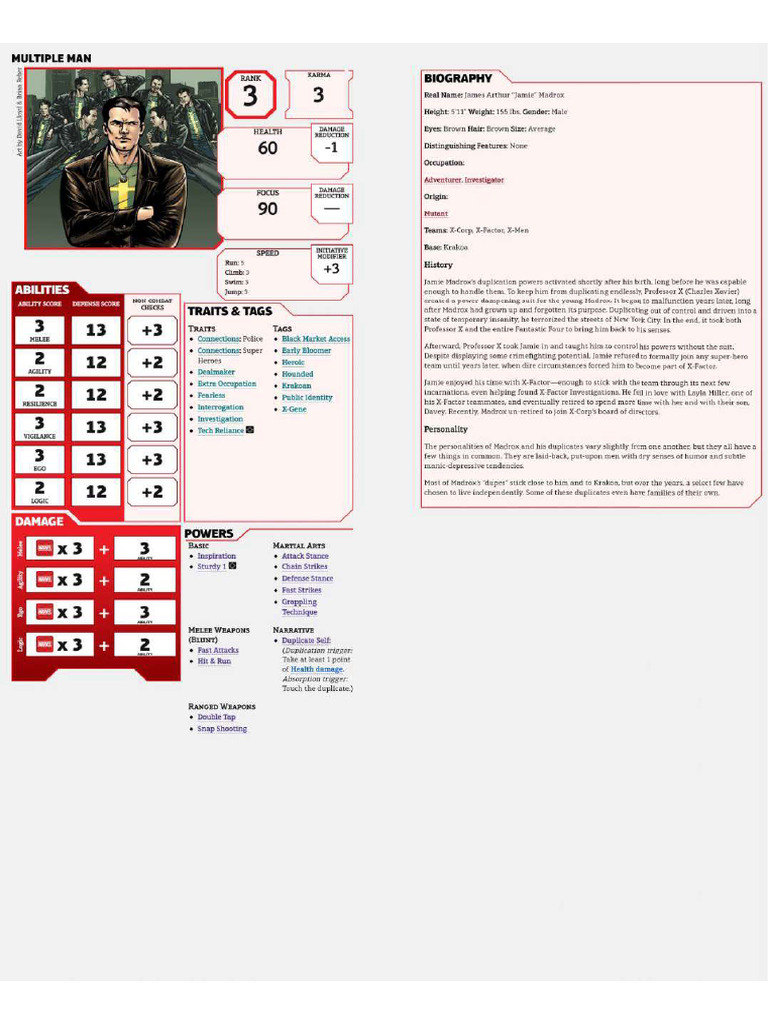 Multiple Man Marvel Multiverse RPG | PDF