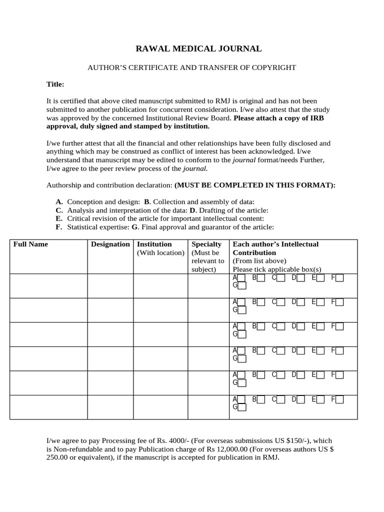 Author Certificate.docx | PDF | Institutional Review Board