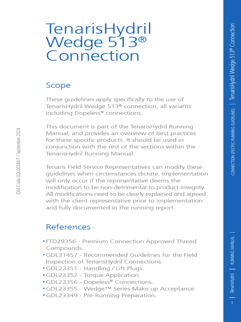 Tenarishydril Wedge 513 Connection: Scope | PDF | Pipe (Fluid ...