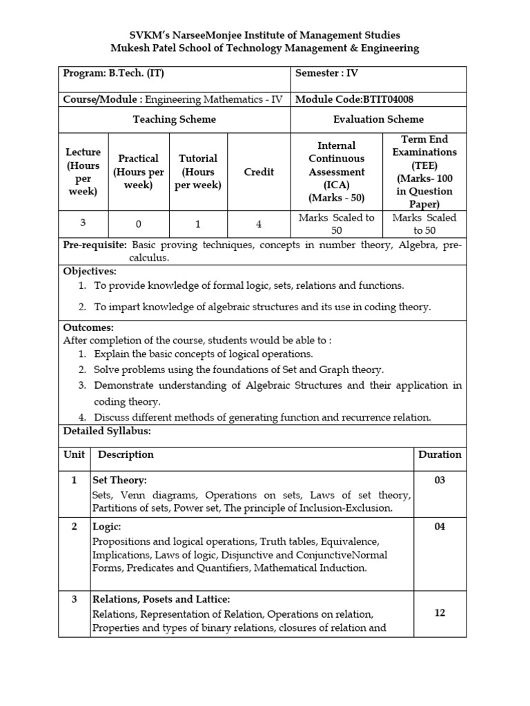 BTech - Sem - IV Syllabus-2020-21 | PDF | Supply And Demand | Computer ...