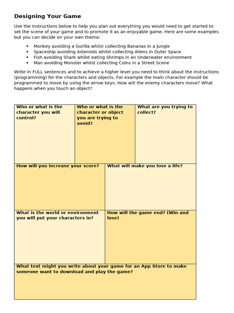 Designing Your Game | PDF