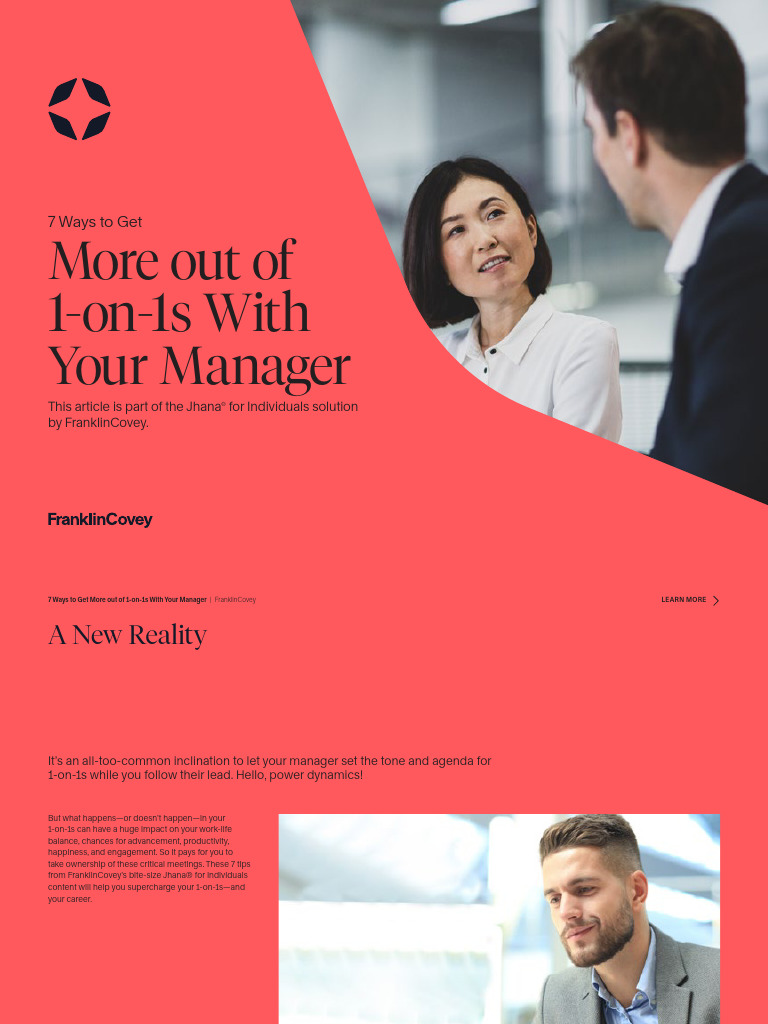7 Ways To Get More Out of 1 On 1s Covey | PDF