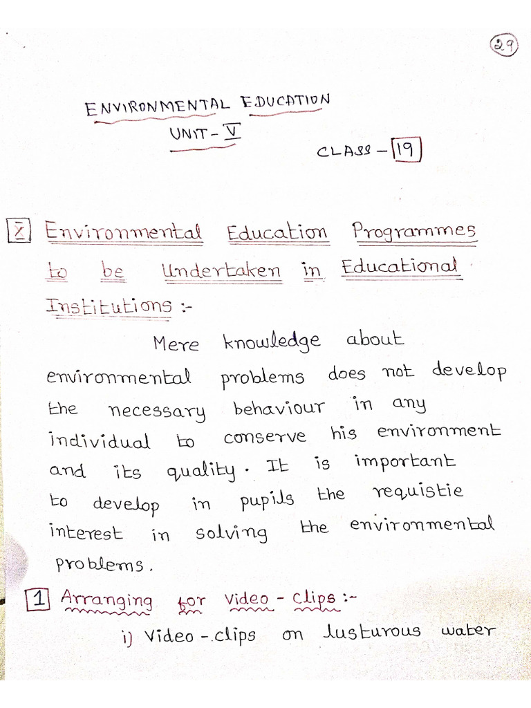 Environmental Education (Unit - 5, Class - 19) | PDF
