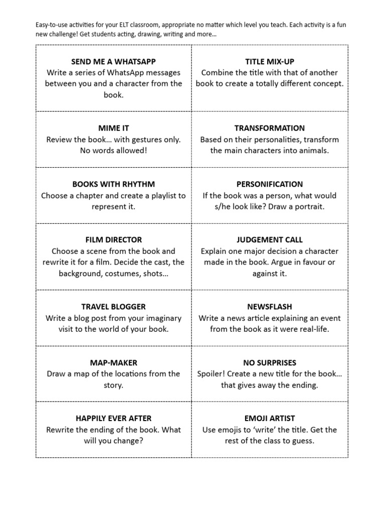 Complete List Activity Cards | PDF | Language Arts & Discipline ...