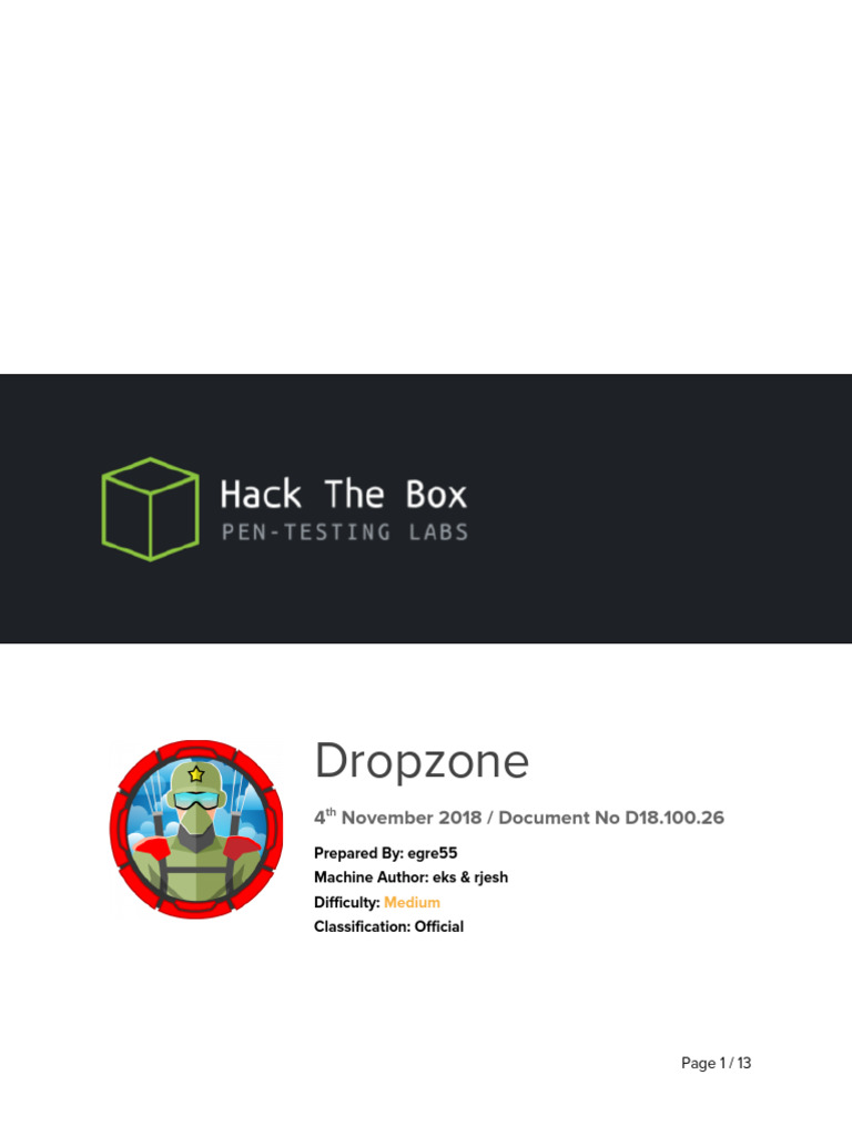Dropzone HTB Machine Writeup | PDF | Computer Science | Computing