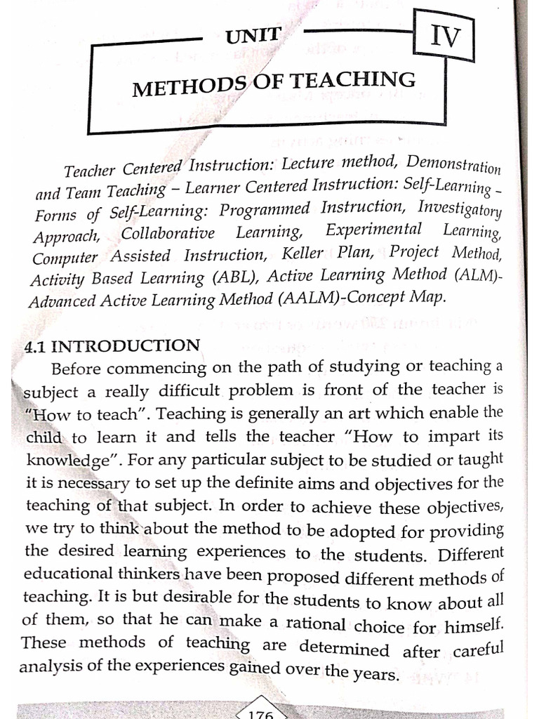 Methods of Teaching (Unit - 4) | PDF