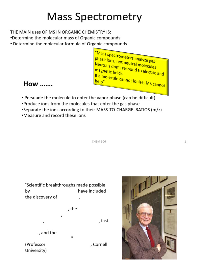 CHEM 306 MS | PDF | Mass Spectrometry | Time Of Flight Mass Spectrometry