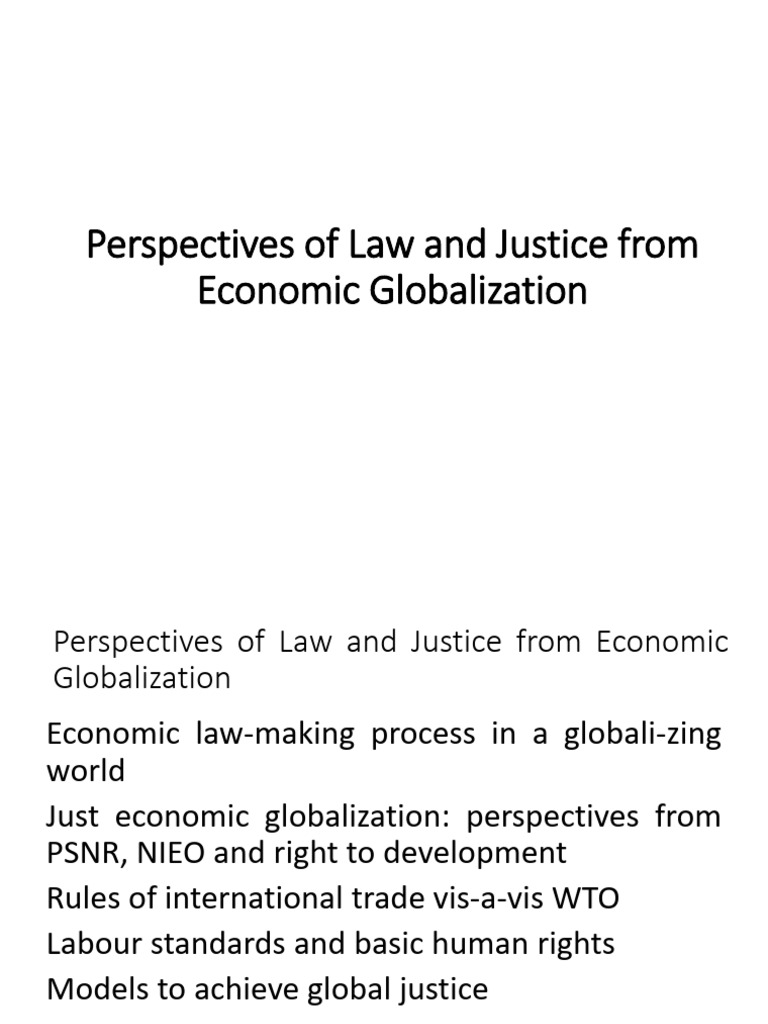 Perspectives of Law and Justice From Economic Globalization | PDF ...
