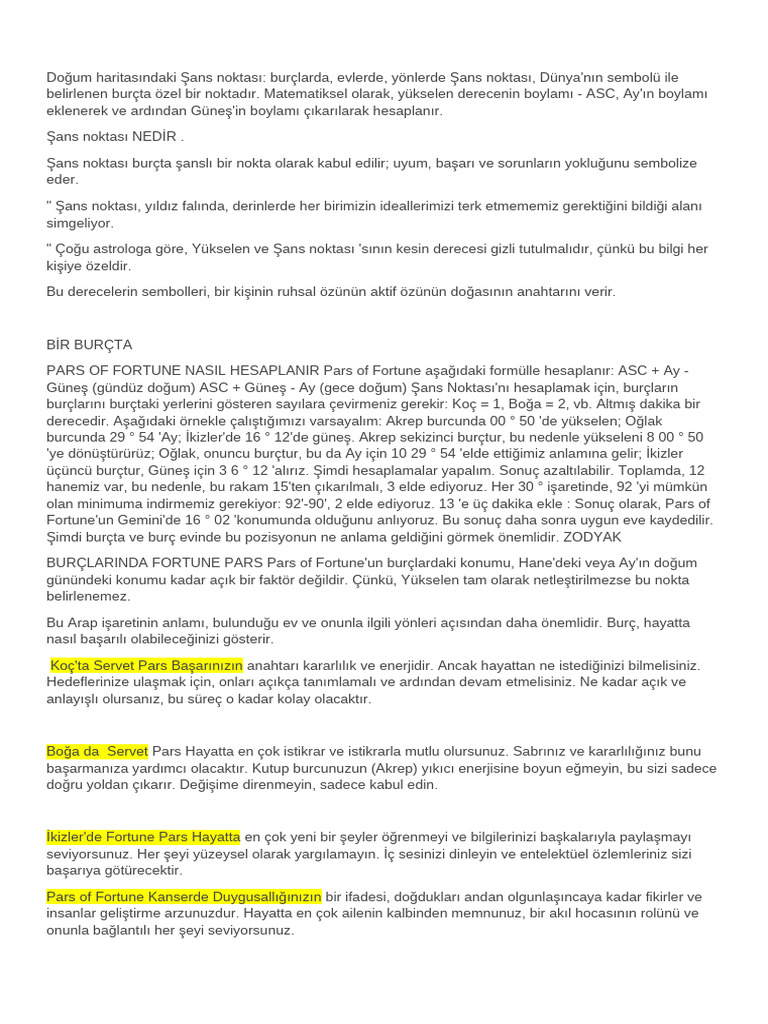 Astro-Sans Noktası-Fortune Pars | PDF