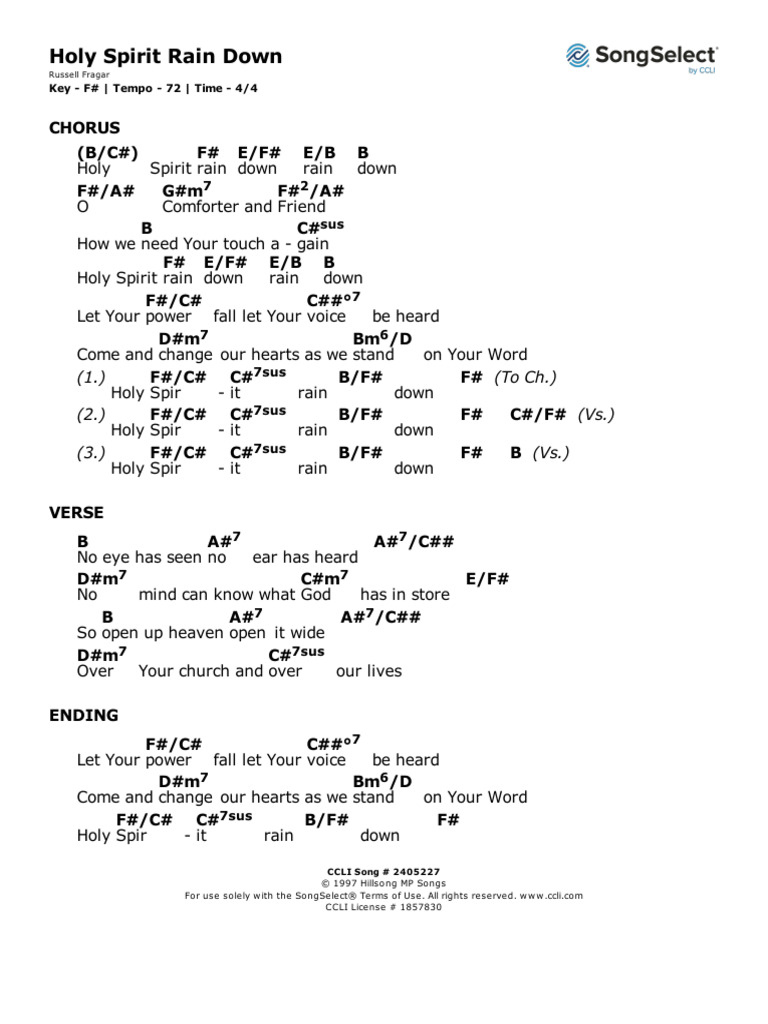 Holy Spirit Rain Down-chords-F# | PDF