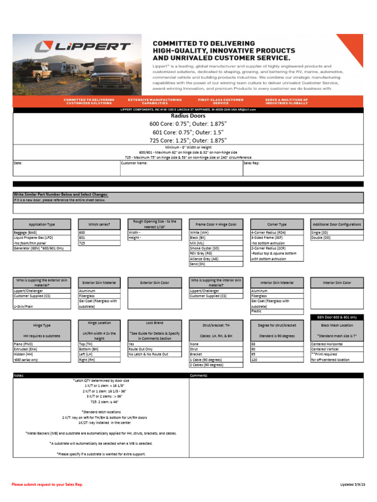 Radius Baggage 600, 601, & 725 Request Form 05.12.23 | PDF | Door ...