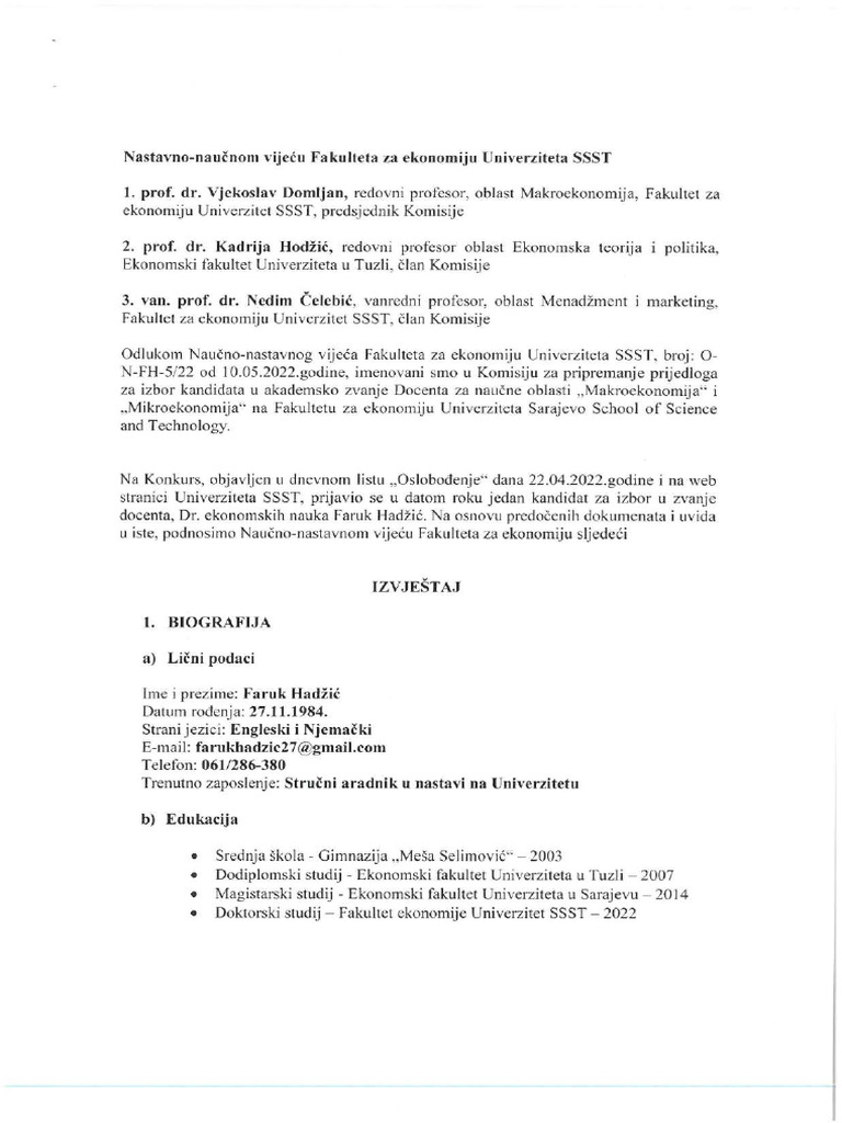 Izbor U Zvanje 17052022 | PDF