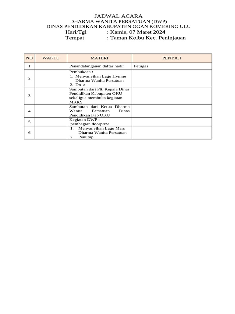 ACARA DWP 07 Maret 2024 | PDF