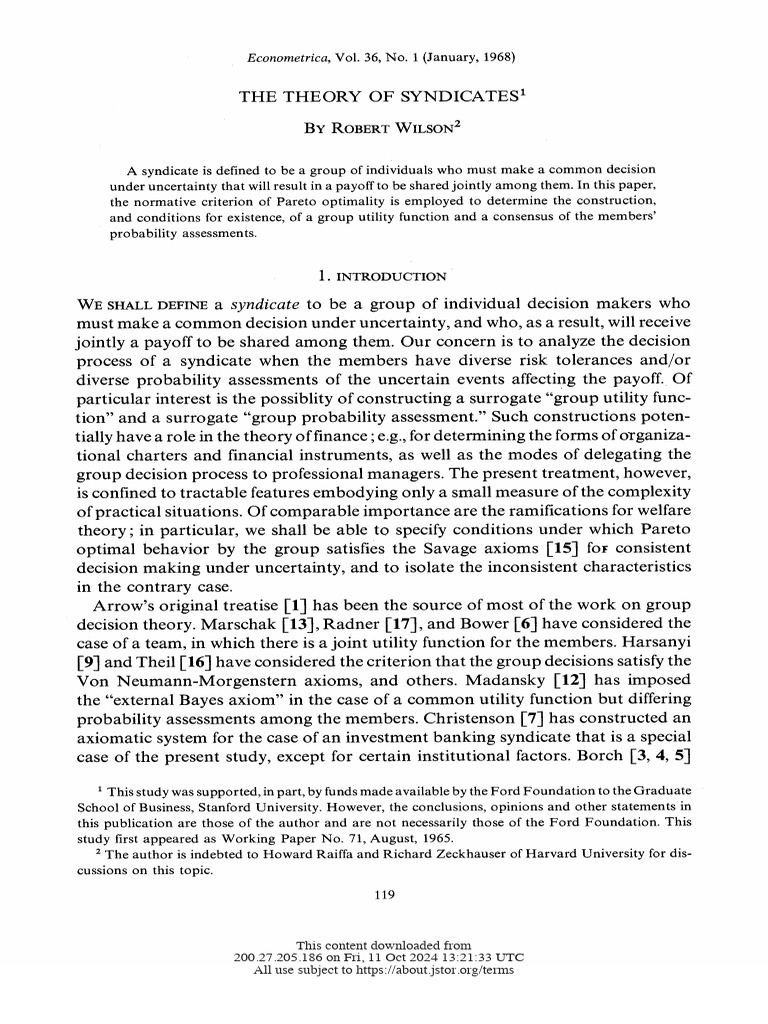 Wilson (1968) | PDF | Risk Aversion | Utility